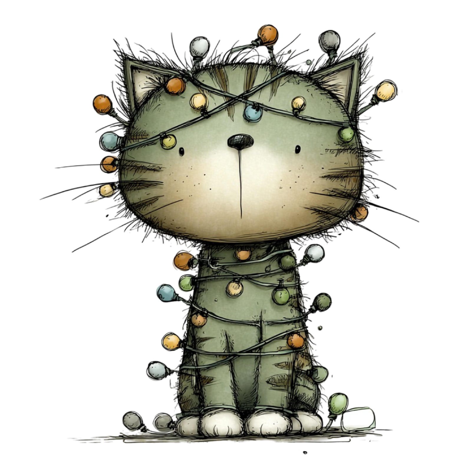 Funny Christmas Cat Clipart: Quirky Holiday Pet PNG Images (digital ...