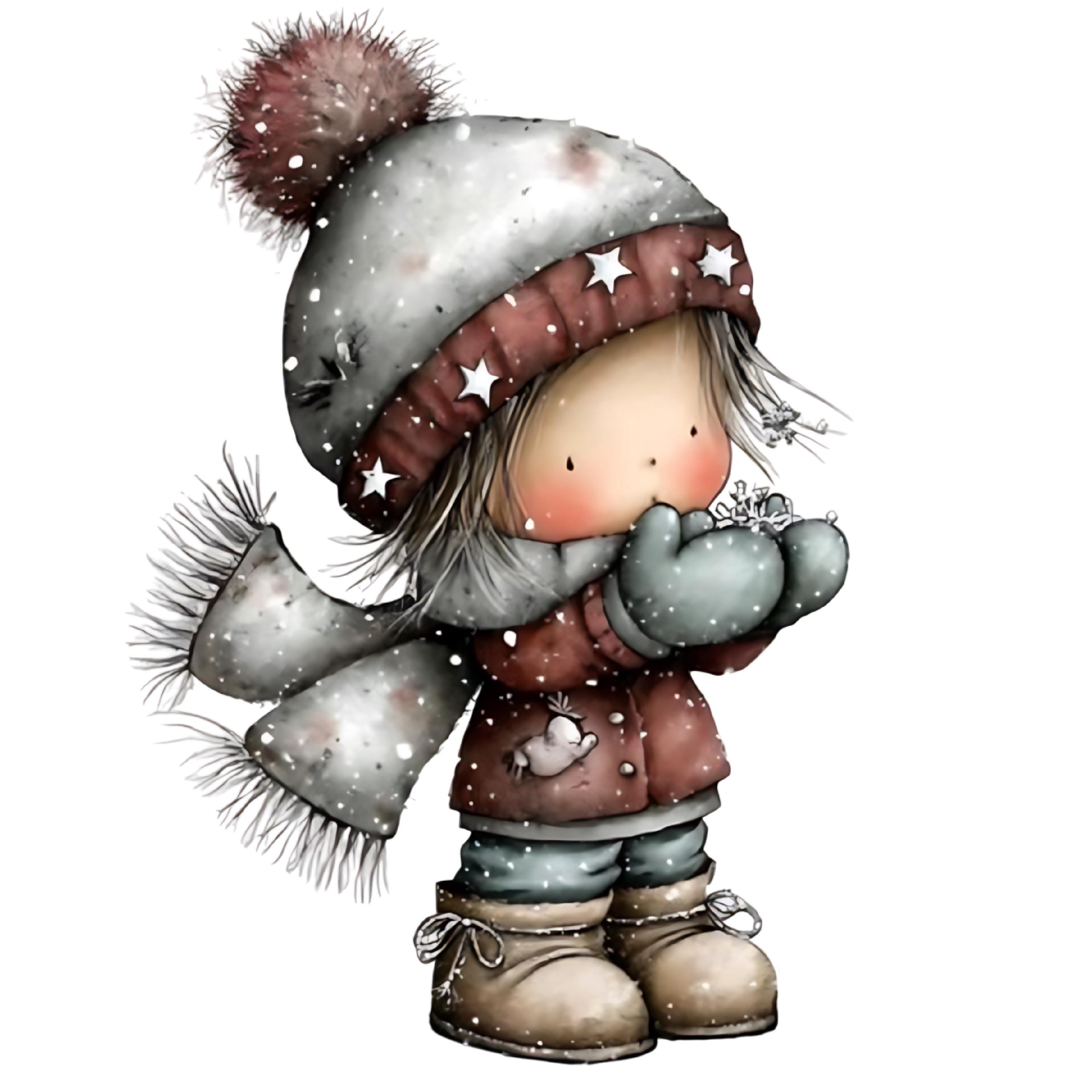 Christmas Little Girl Clipart 2 : Cute Holiday PNG Bundle (digital ...