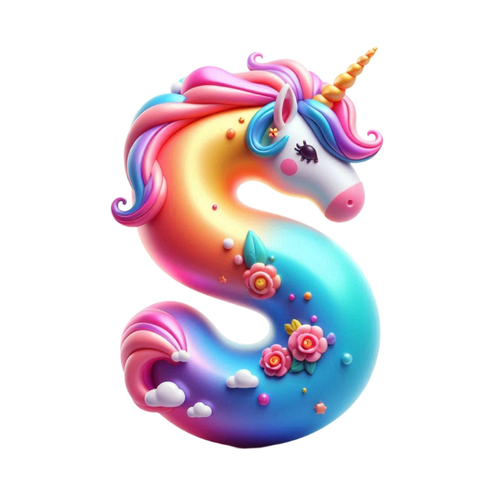 37 PNG Unicorn Foil Balloon Alphabet and Numbers Clipart,download ...