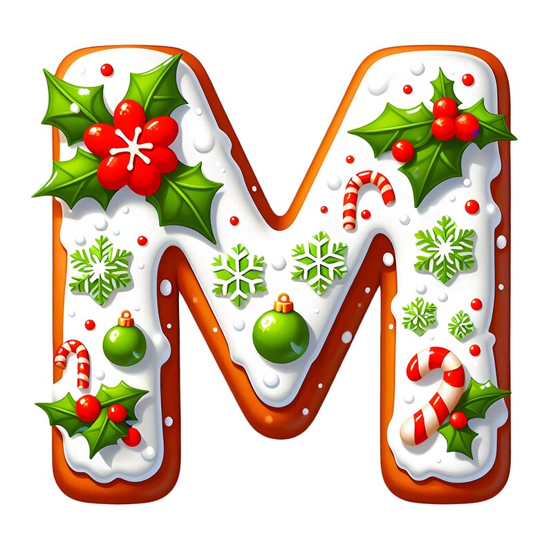 Christmas Gingerbread Alphabet: Festive Cookie Letters PNG Images ...