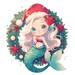 Adorable Mermaid Christmas Clipart Bundle: Cute Holiday PNG Images ...