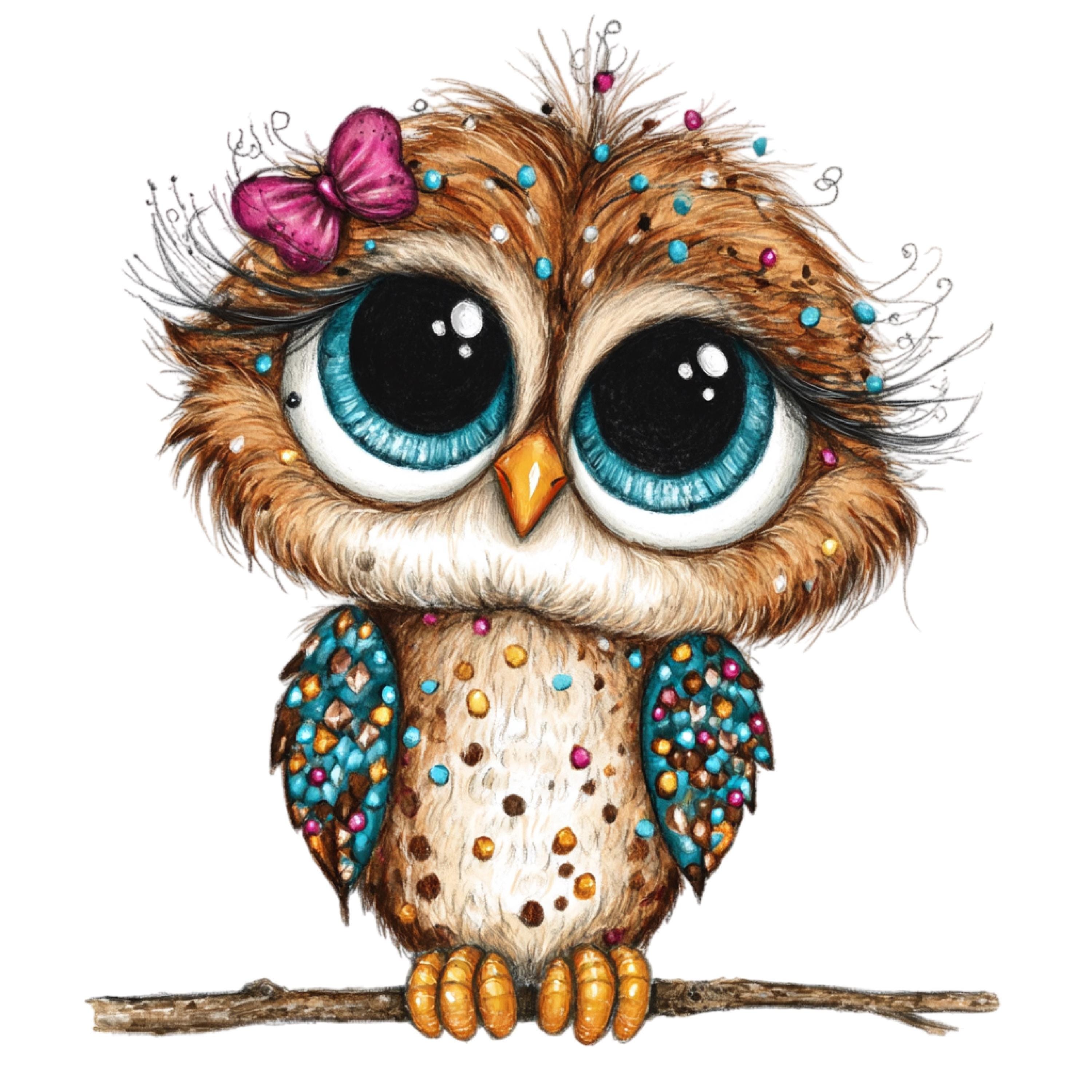 Whimsical Baby Snowy Owl Clipart – Winter Woodland PNG Set (instant ...