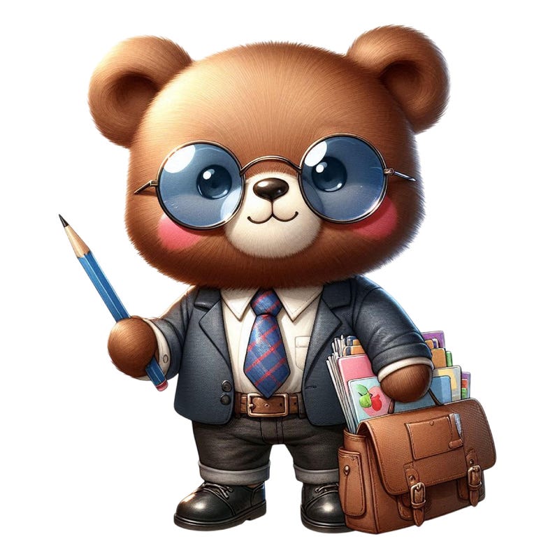 Back to School Animals Clipart: Teacher PNG Graphics (commercial Use ...