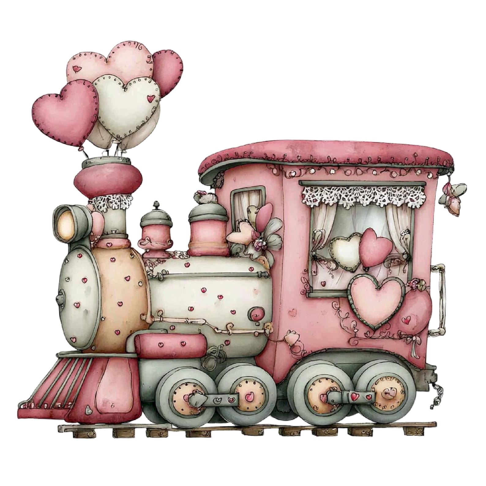 Whimsical Valentine Train Clipart Set: Romantic Journey Bundle 28 PNG ...