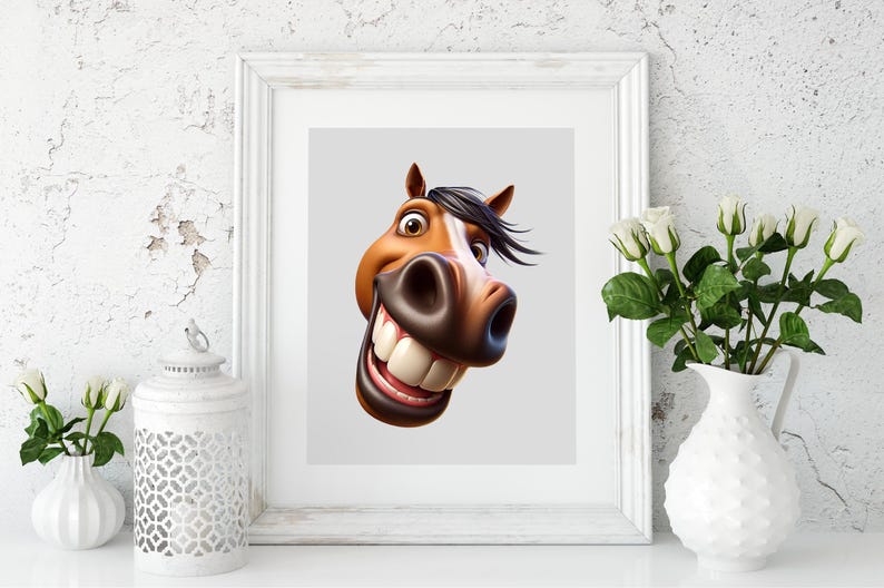 Immagine clipart di un cavallo che ride – Divertente animale da ...