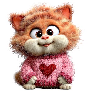 Kissy Kitty Valentine Illustration Set: Love-themed Animal Character ...