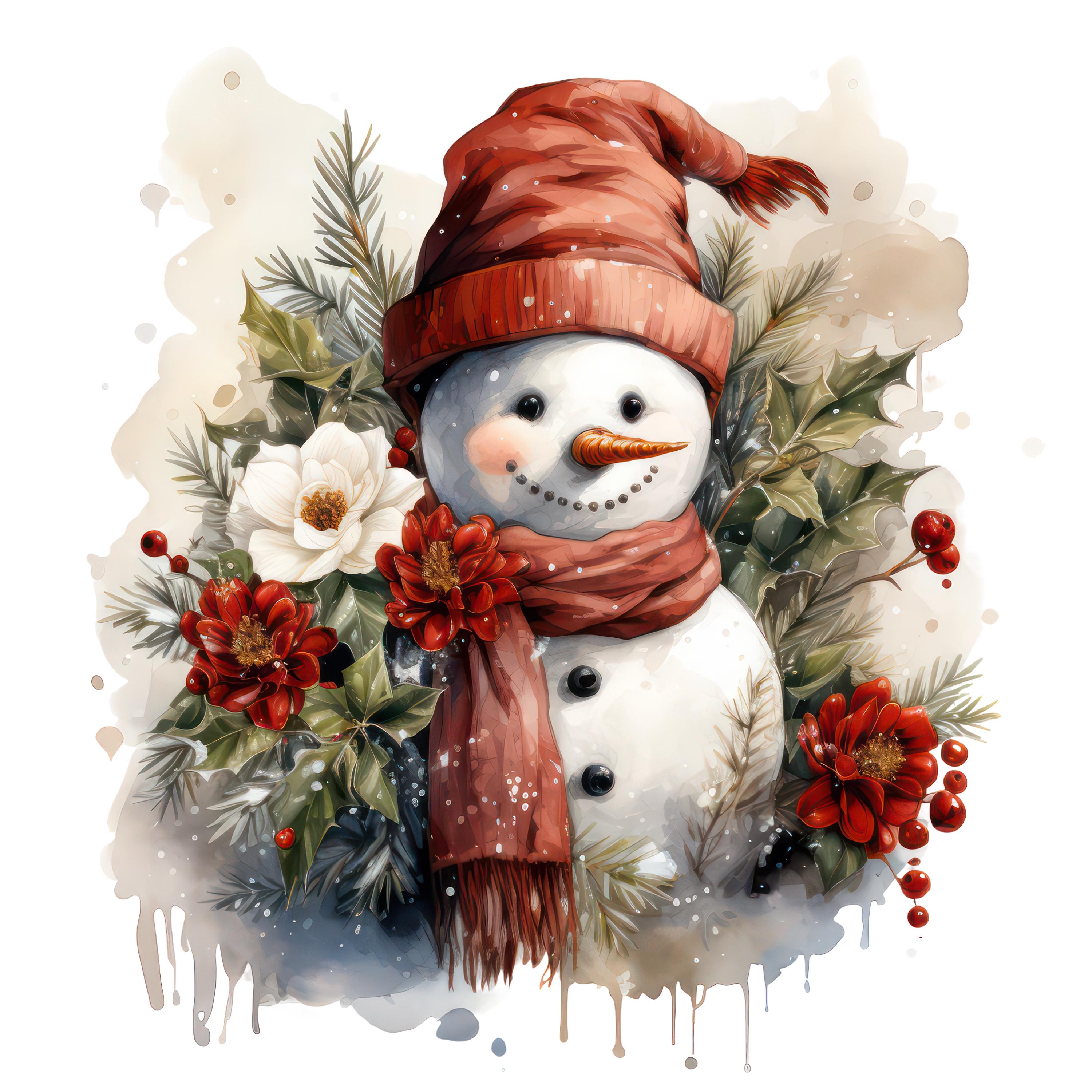 Festive Snowman Clipart Bundle – Cozy Christmas PNG Set (instant ...