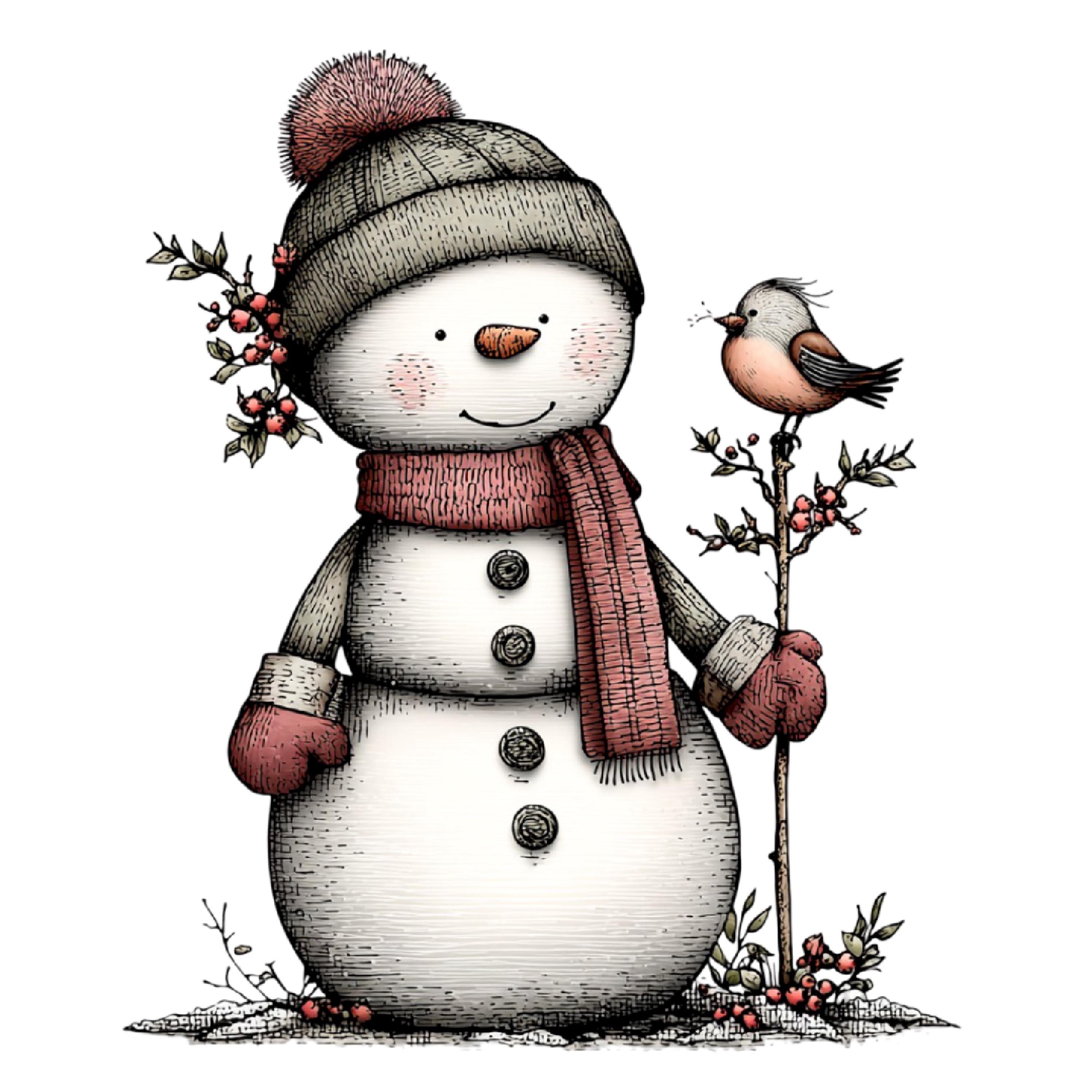 Whimsical Christmas Snowman Clipart 3: Holiday Images (digital Download ...