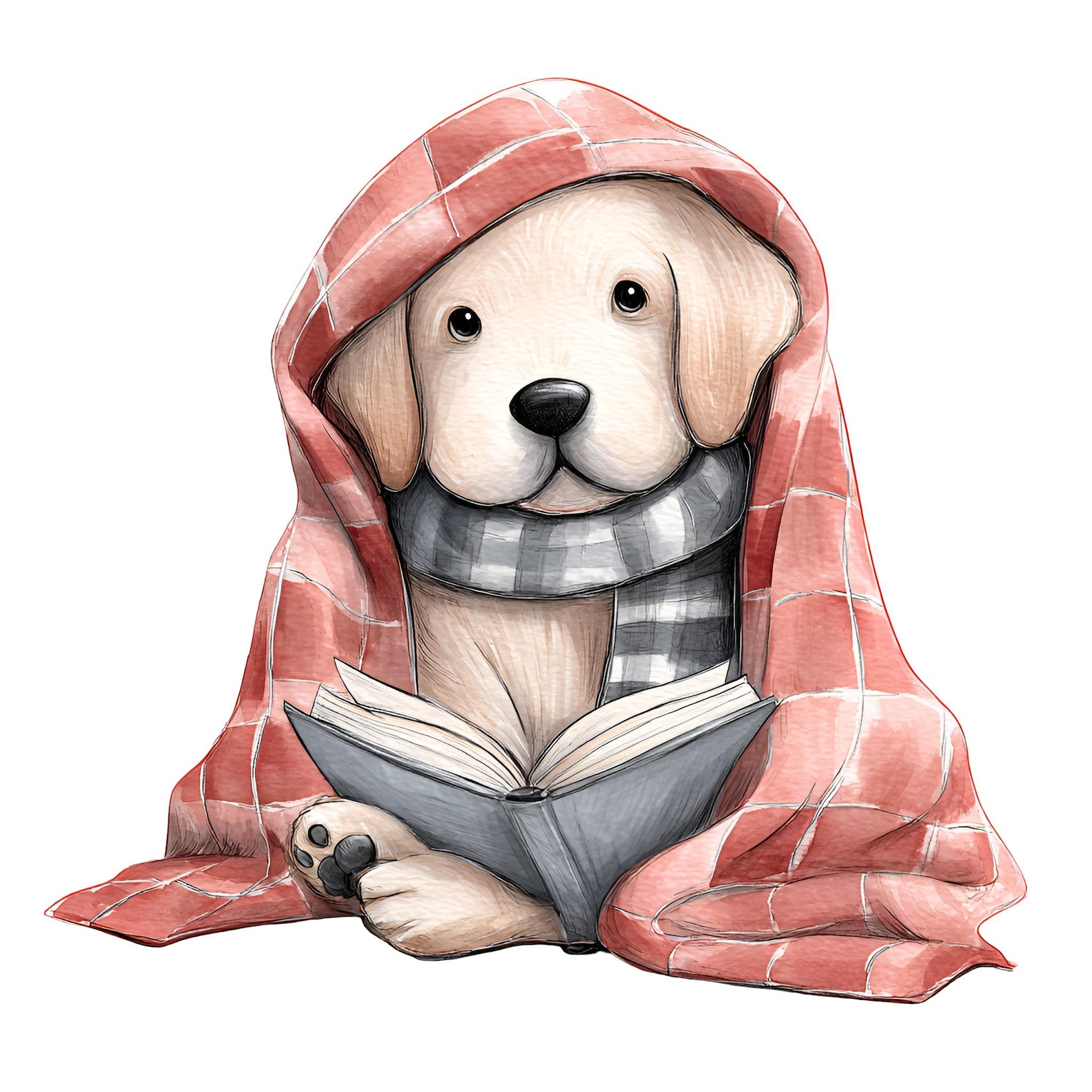 Winter Animals Reading Clipart: Cute Holiday Bookish PNG Images ...
