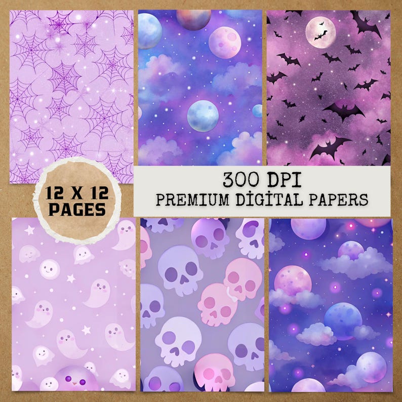 29 JPG Pastel Halloween Seamless Pattern Pack,spooky Background,junk ...