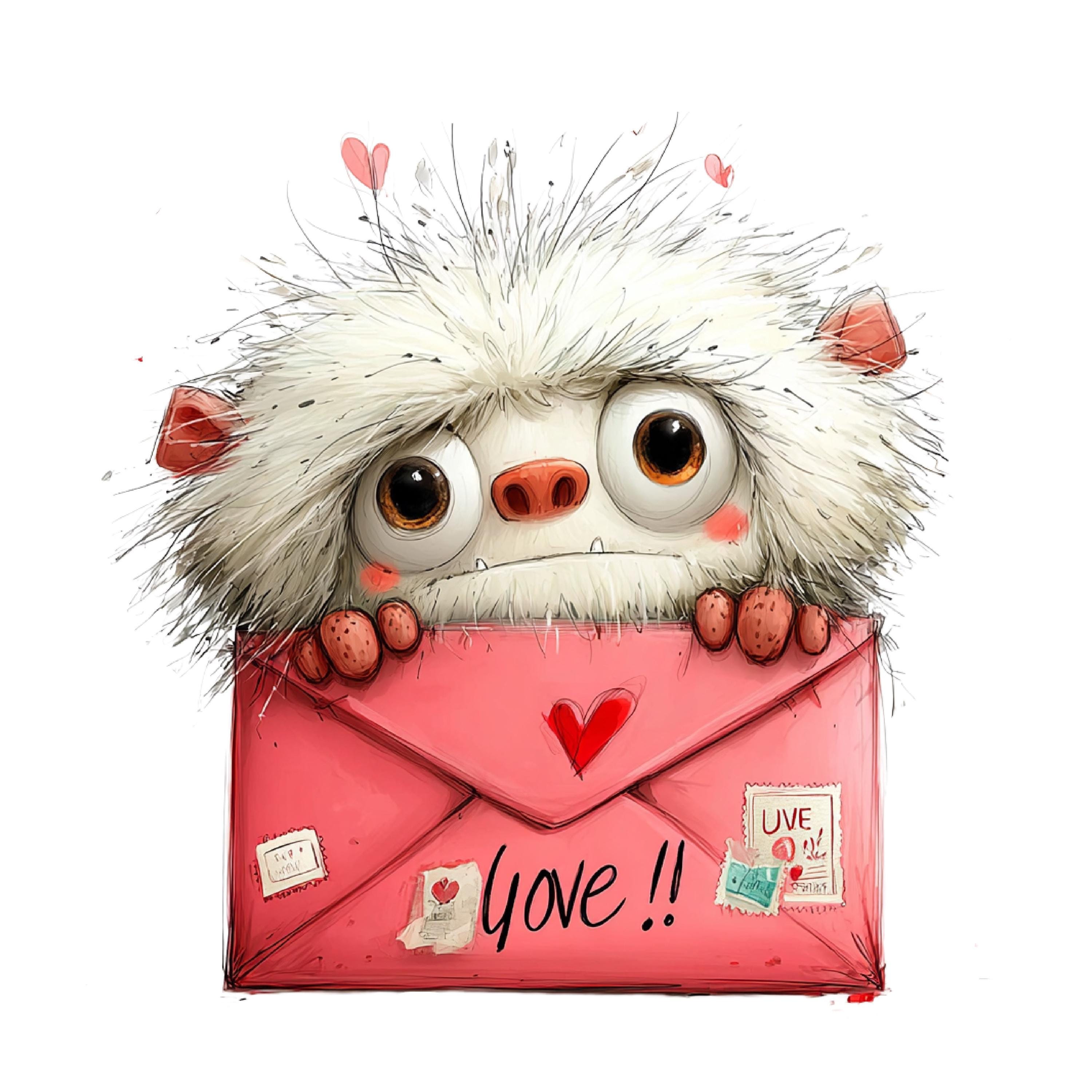 Watercolor Valentine Yeti Clipart Set: Romantic Winter Character Bundle ...