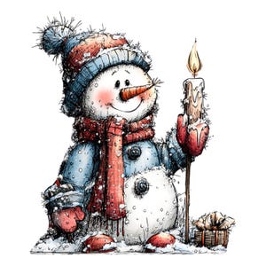Whimsical Christmas Snowman PNG Set: Festive Watercolor Clipart Bundle ...