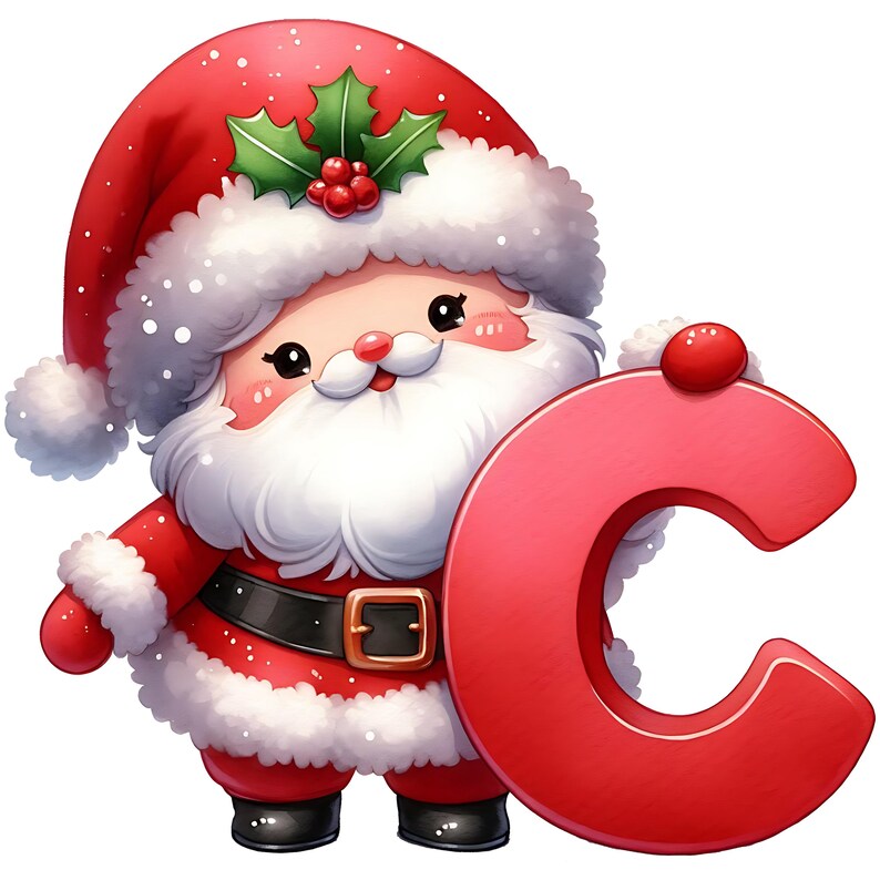 Christmas Santa Alphabet Clipart: Festive Holiday Letters PNG Images ...