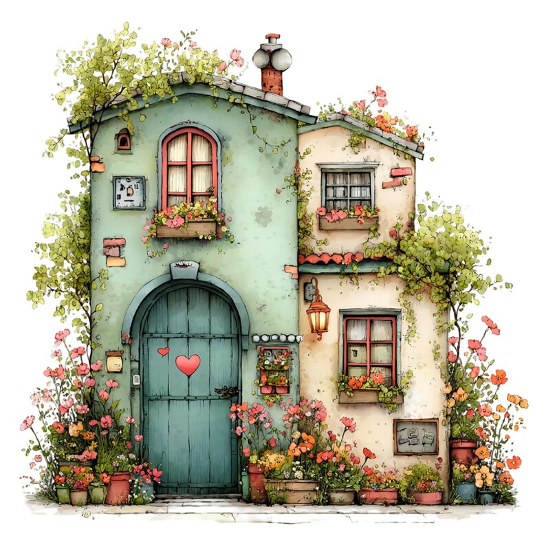 Spring House Illustration Set: Spring Holiday Home Art 39 PNG - Etsy