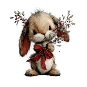 Whimsical Christmas Bunny Clipart – Festive Holiday PNG Set (instant ...