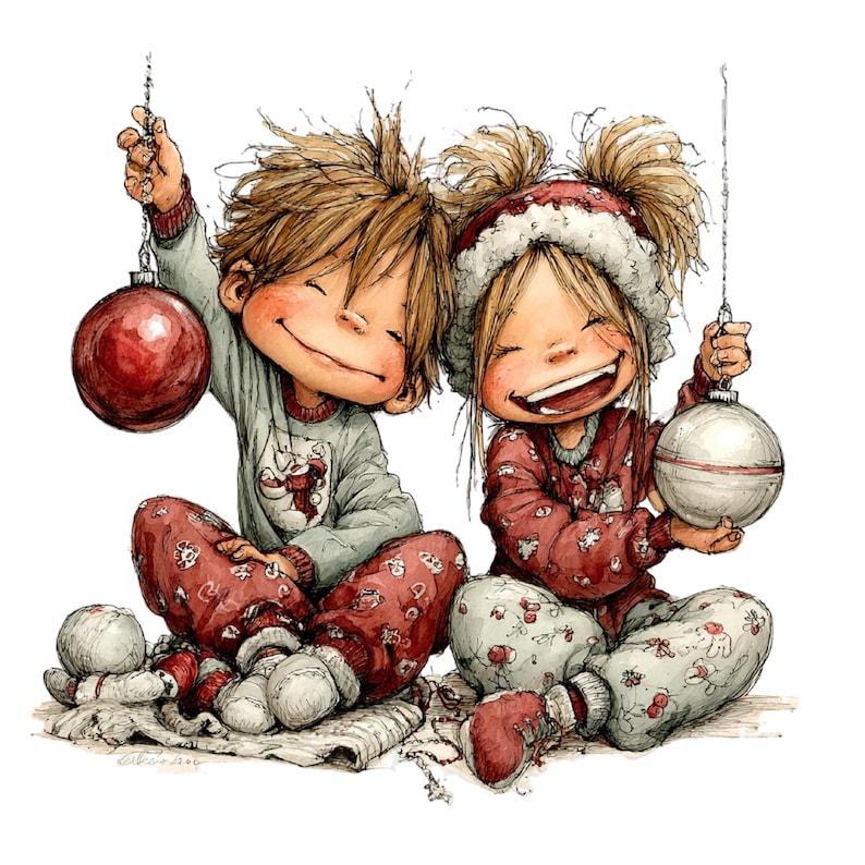 Holiday Kids Clipart – Festive Christmas Children PNG Set (instant ...