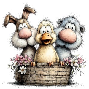 Whimsical Easter Animals Clipart Set: Spring Character Illustration ...