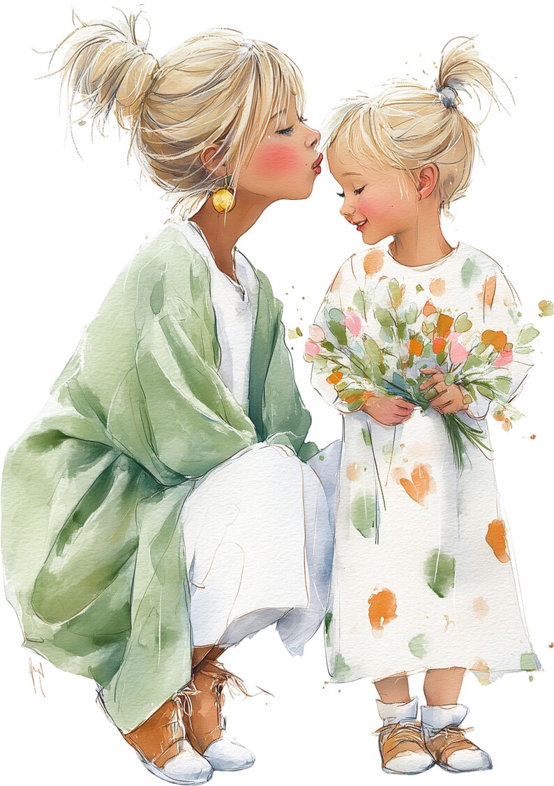 23 PNG Mother and Daughter Clipart Bundle, Cute Mother's Day Clipart ...