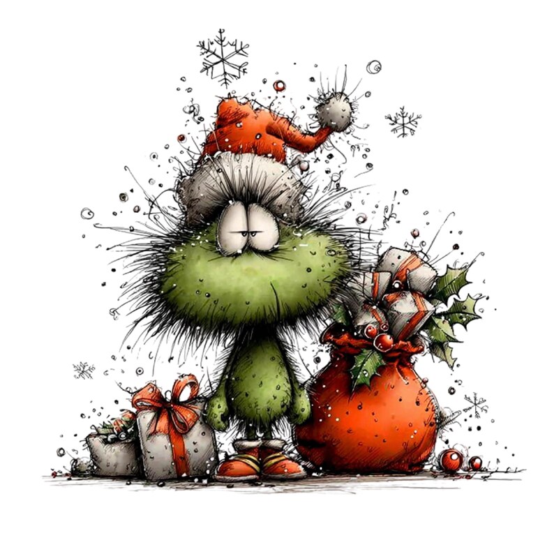 Christmas Monster Clipart – Funny Holiday Creature PNG Set (digital ...