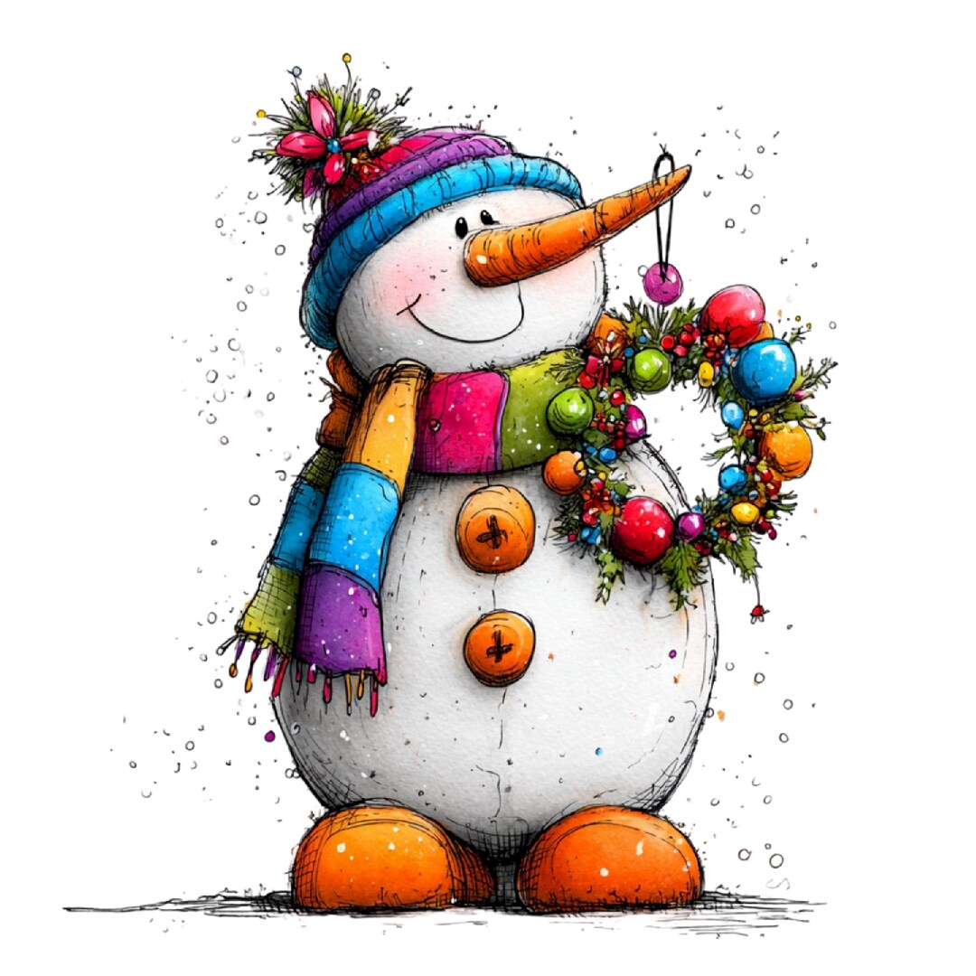 Christmas Snowman Clipart – Cute Winter Holiday PNG Bundle (digital ...