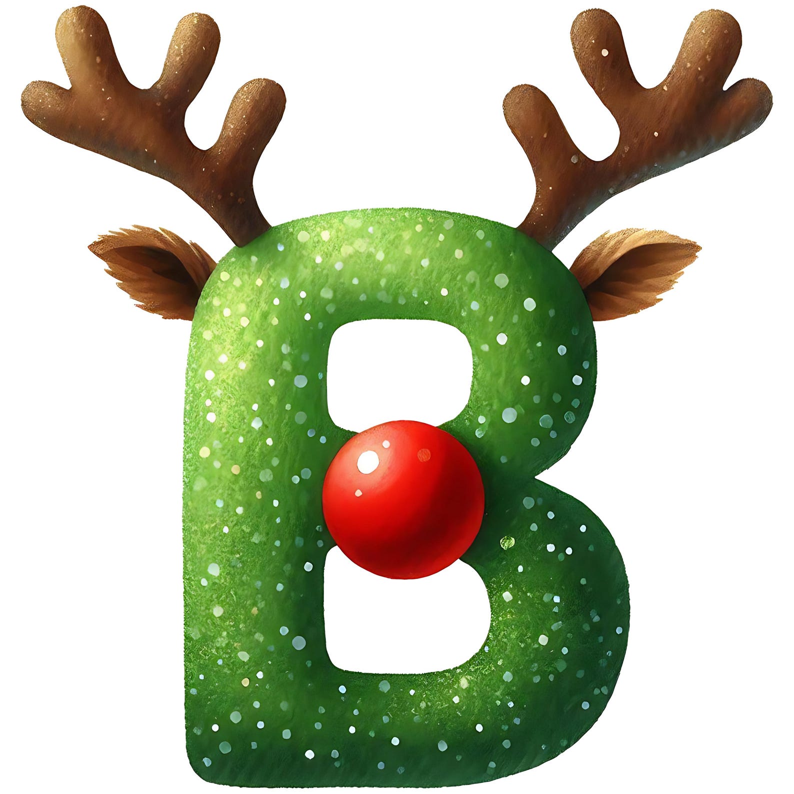 Green Xmas Alphabet With Antlers Clipart: Festive Holiday Letters PNG ...