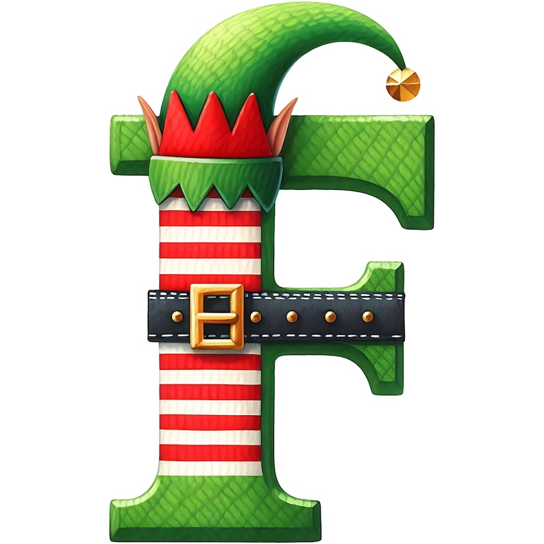Christmas Elf Alphabet Clipart: Festive Holiday Letters & Numbers PNG ...
