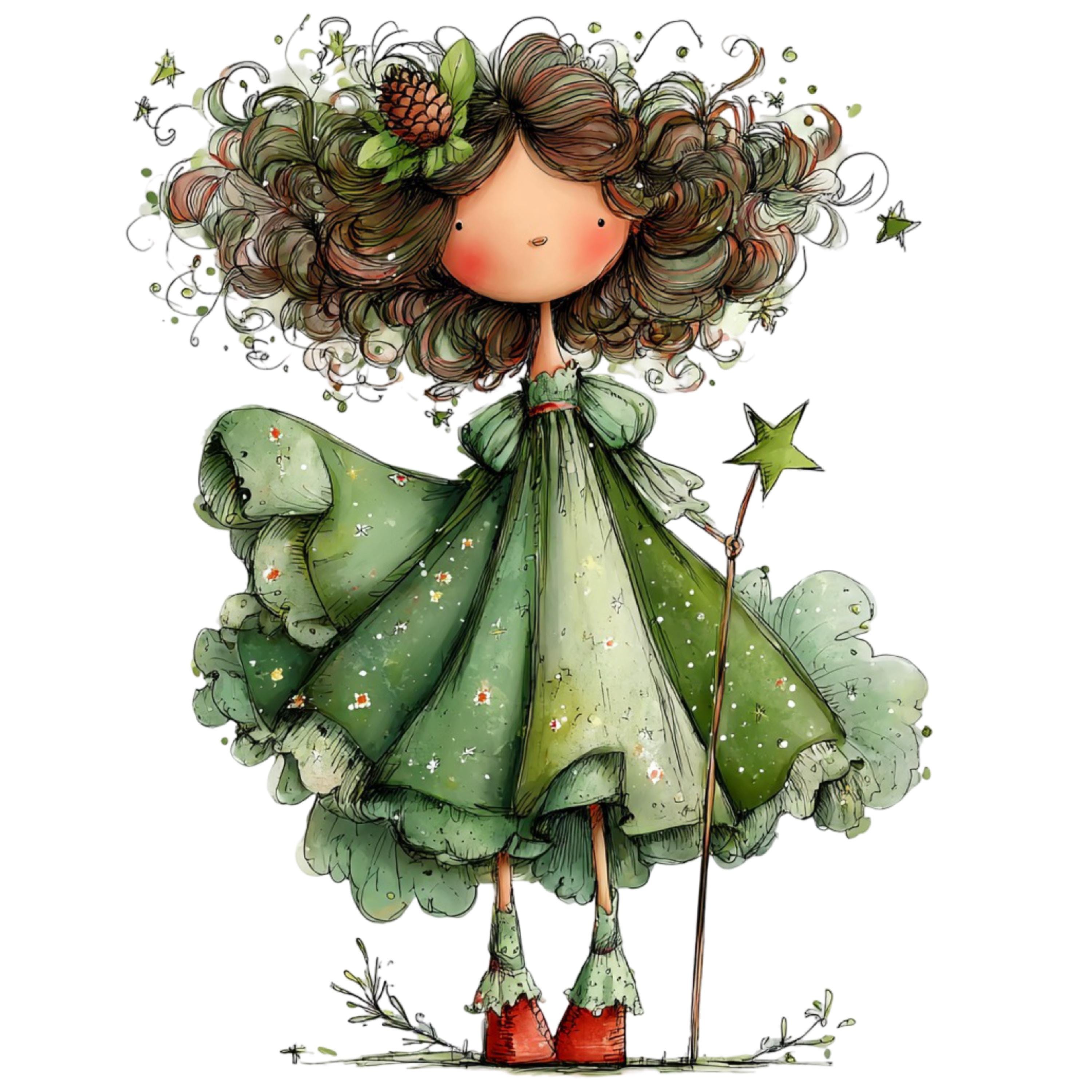 Christmas Whimsical Fairy Clipart 2 : Cute Holiday PNG Images (digital ...