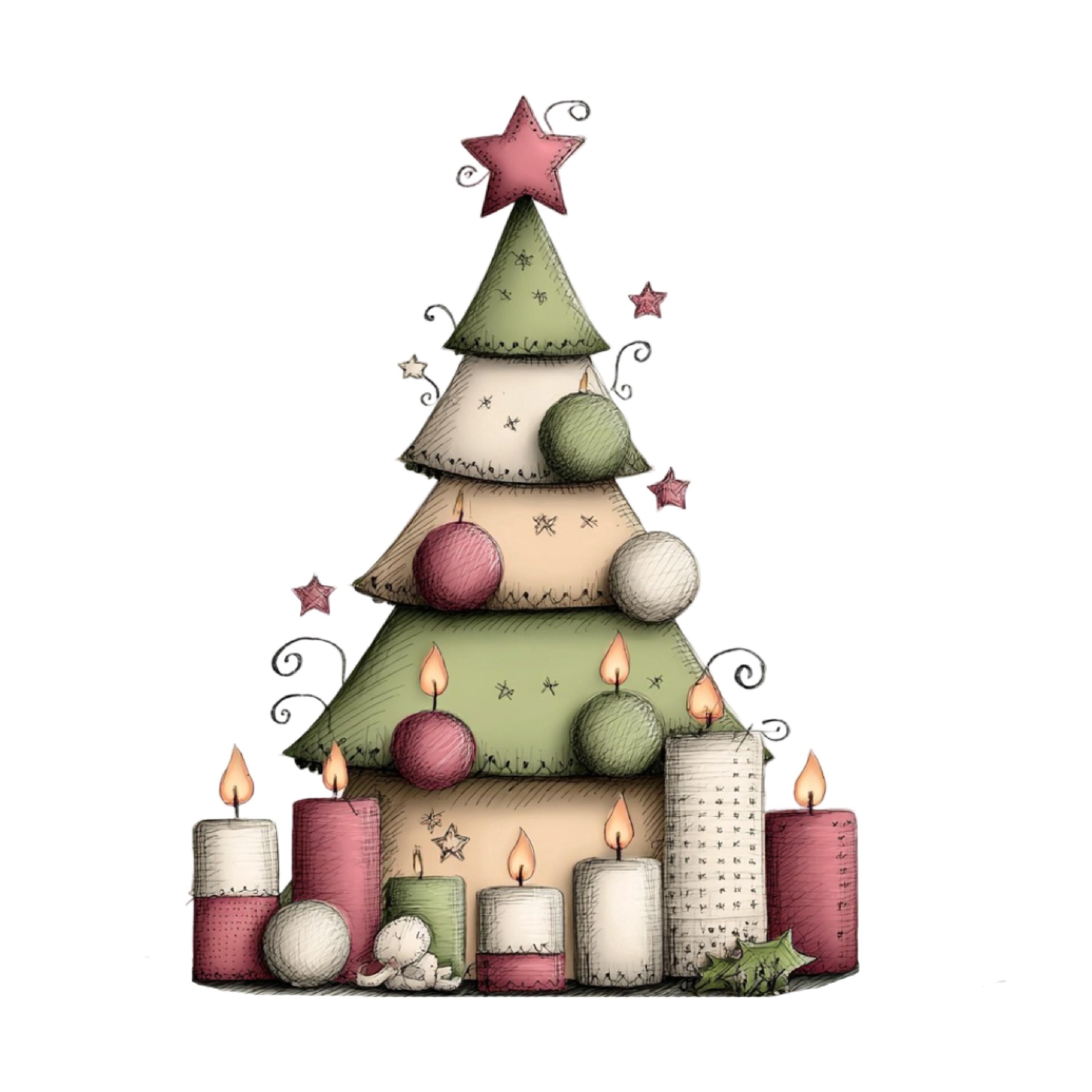 Whimsical Christmas Tree Clipart: Cute Holiday PNG Images (digital ...