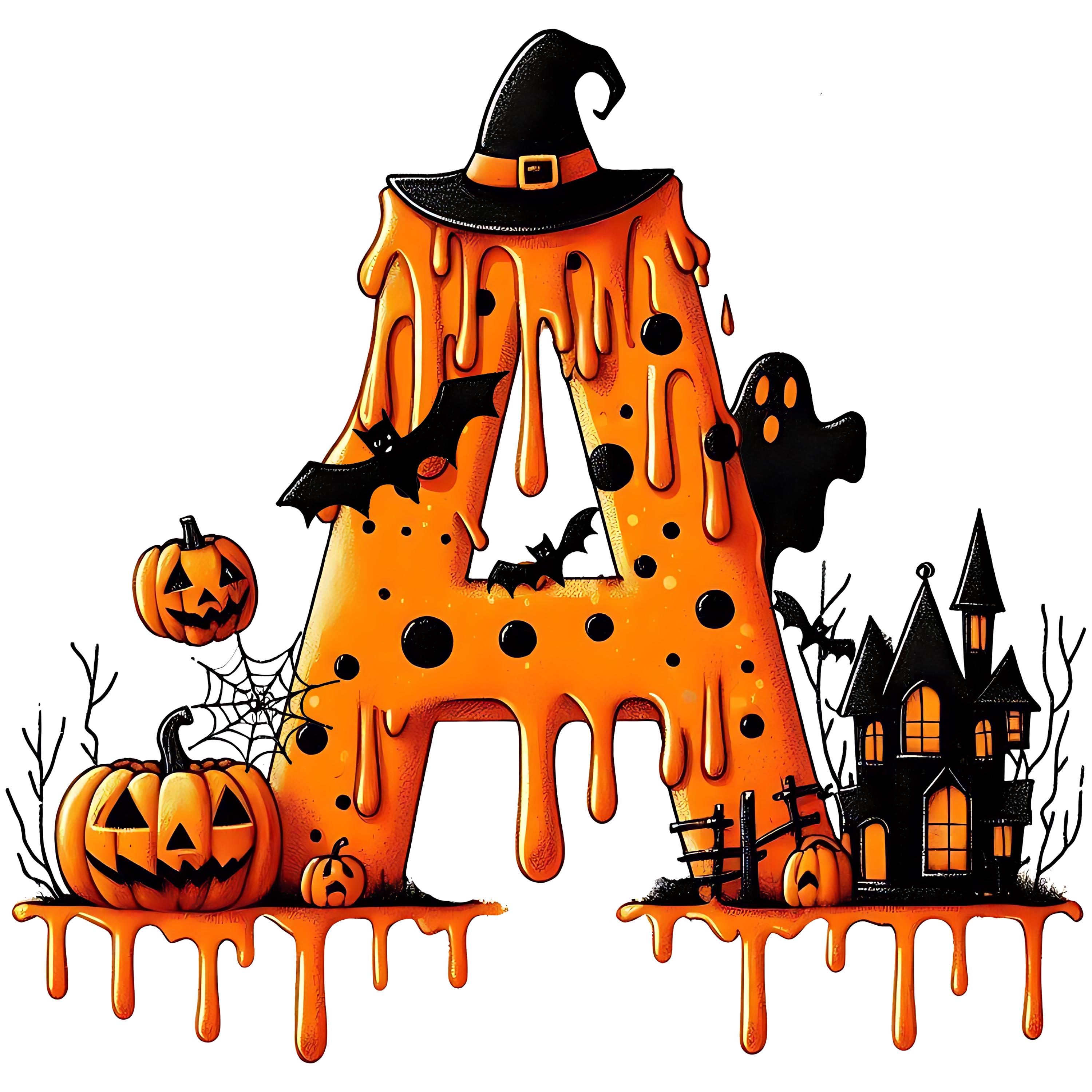 Halloween Alphabet Letters Clipart: Spooky A–Z PNG Images for ...