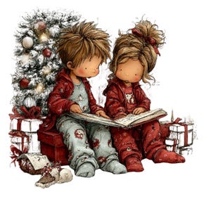 Holiday Kids Clipart – Festive Christmas Children PNG Set (instant ...