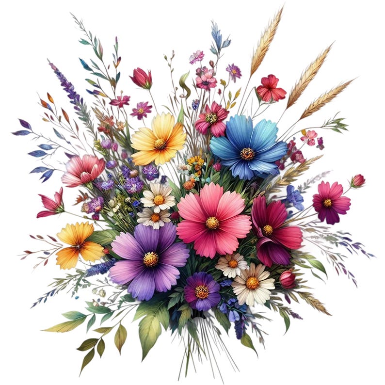 29 PNG Watercolor Meadow Flowers Clipart PNG ,download,digital ...