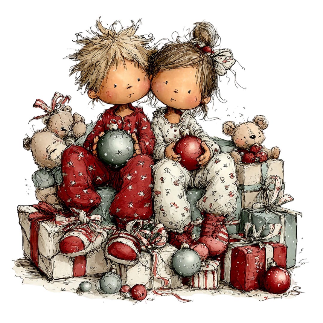 Holiday Kids Clipart – Festive Christmas Children PNG Set (instant ...