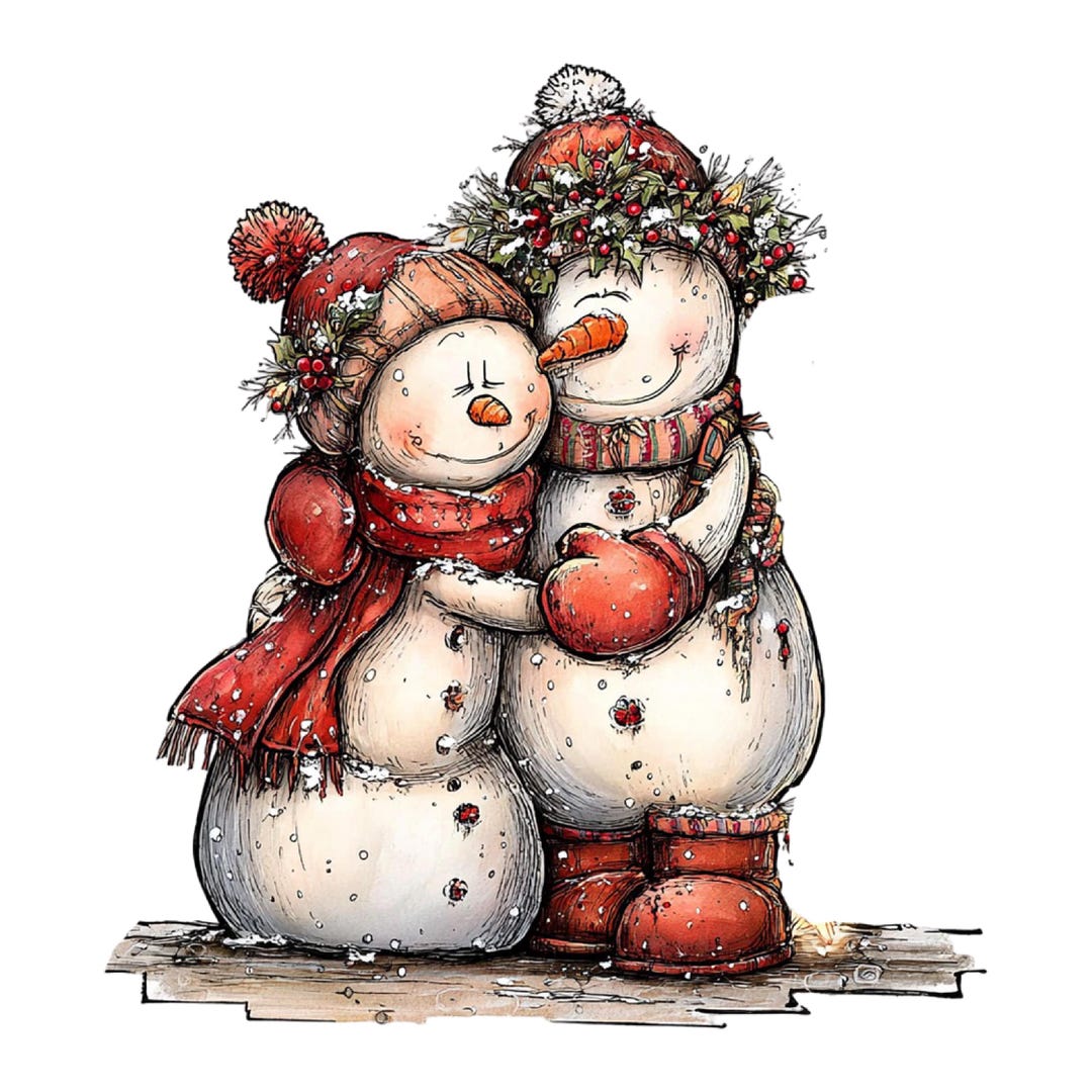 Christmas Whimsical Snowman Clipart – Watercolor Holiday Winter PNG Set ...