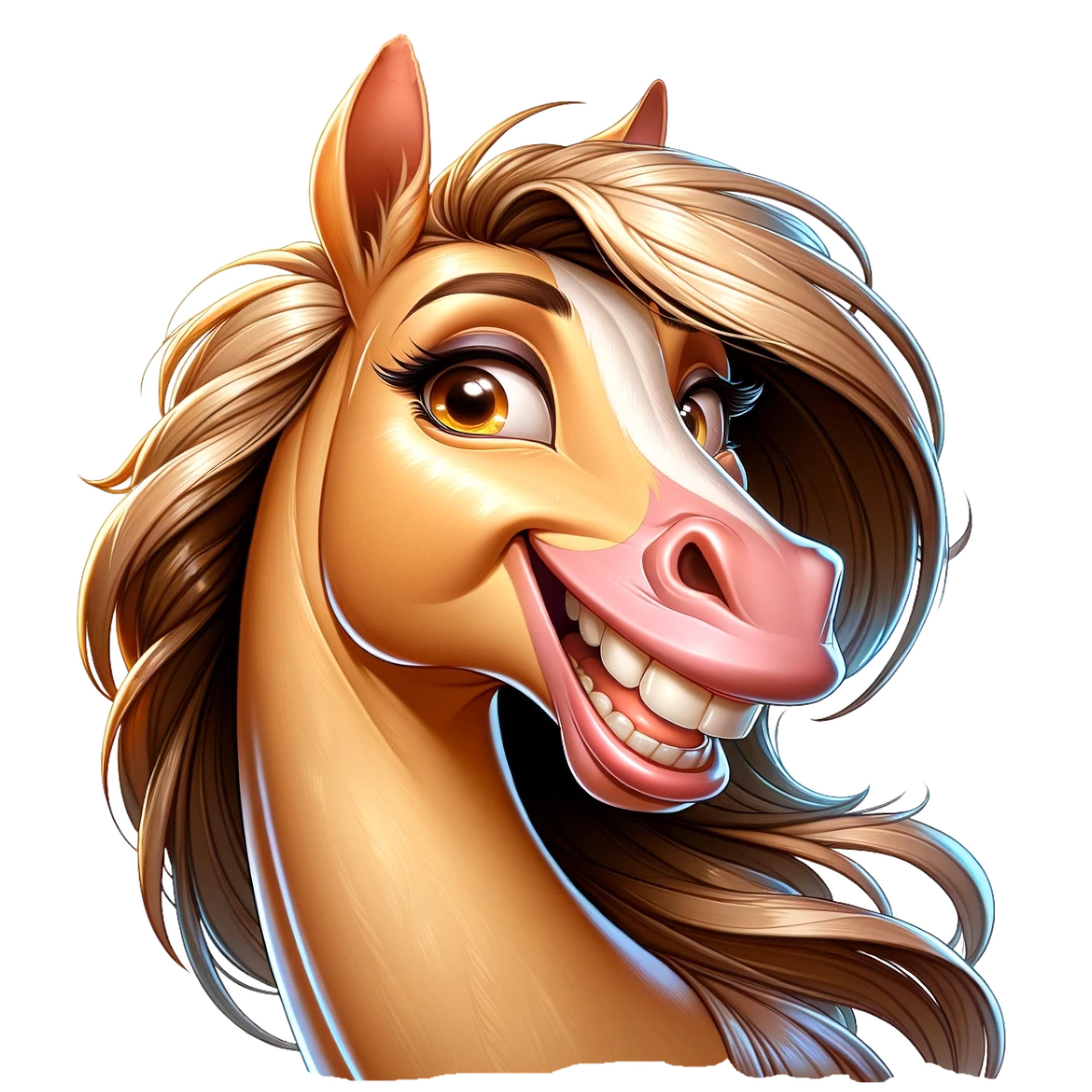 16 PNG Laughing Horse Face Clipart Bundle,color Clipart,digital ...