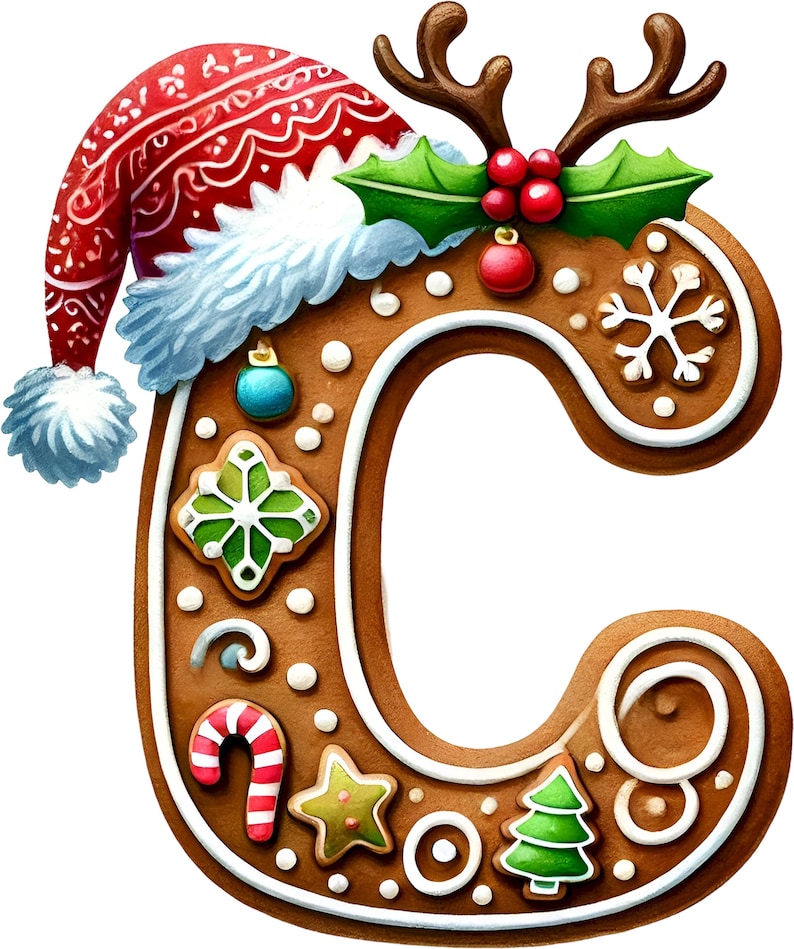 Christmas Alphabet PNG Clipart Bundle: Festive Letters & Numbers ...
