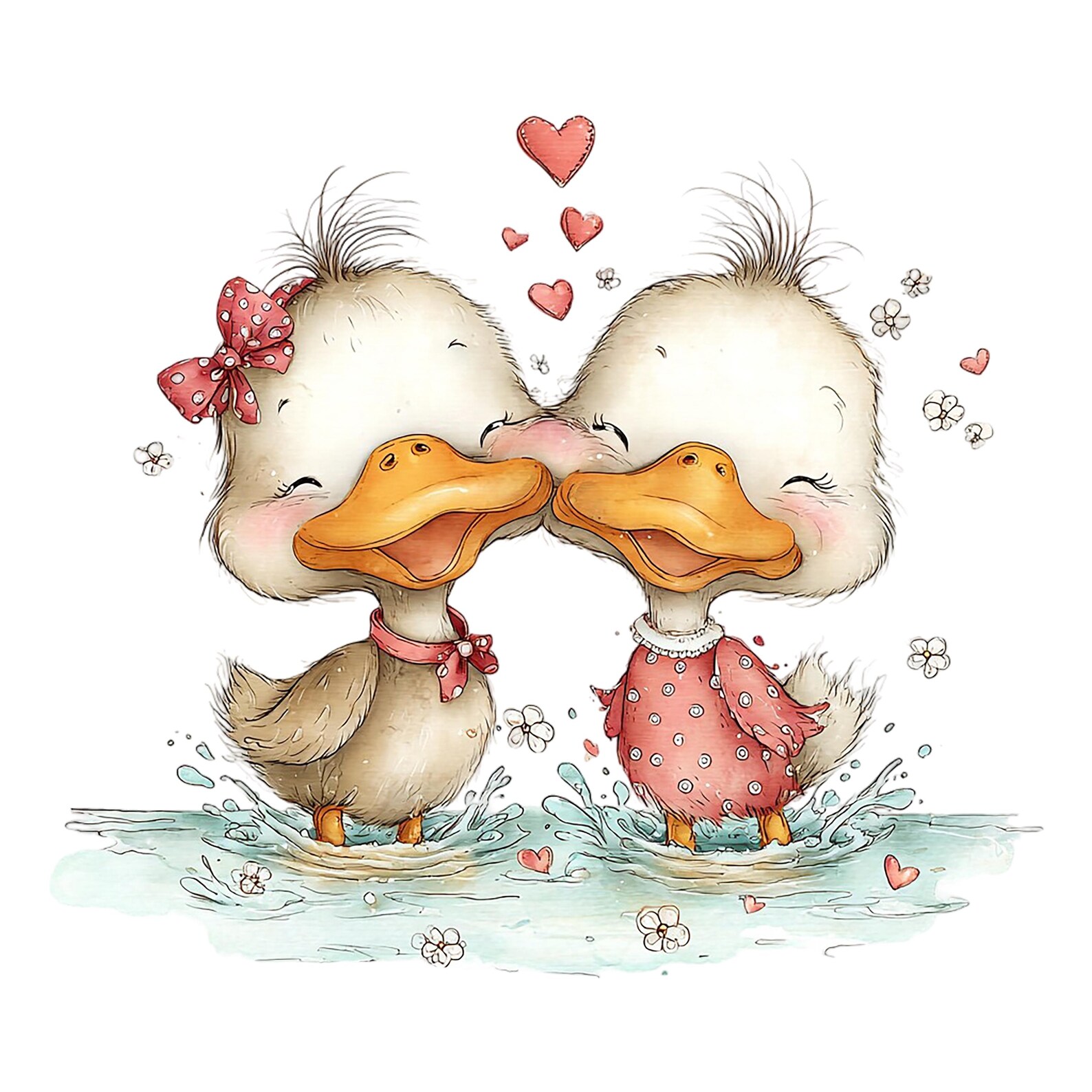 Whimsical Duck Couple Set: Romantic Animal Art Bundle 48 PNG - Etsy
