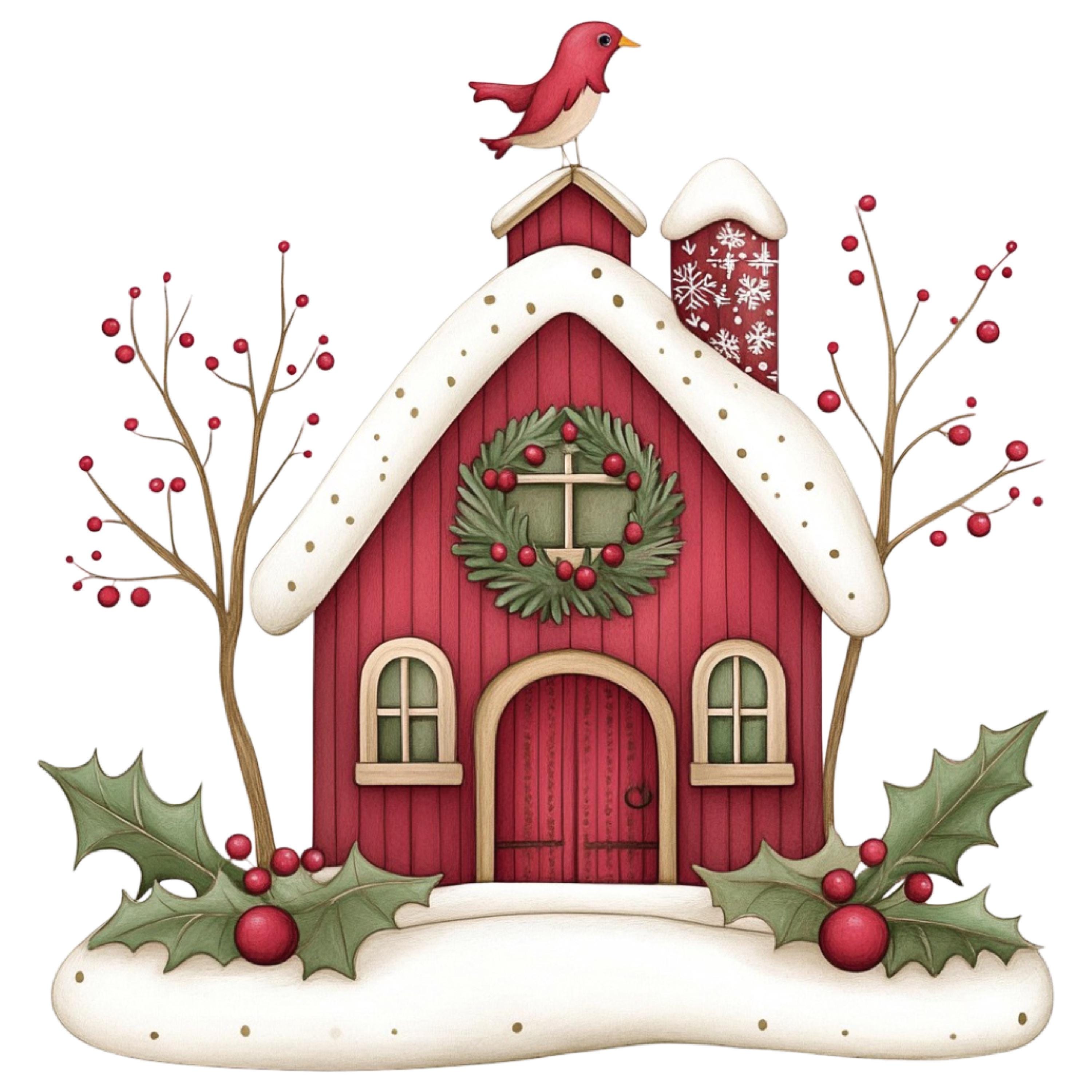 Cute Mini Christmas Houses Clipart: Whimsical Holiday Village PNG ...