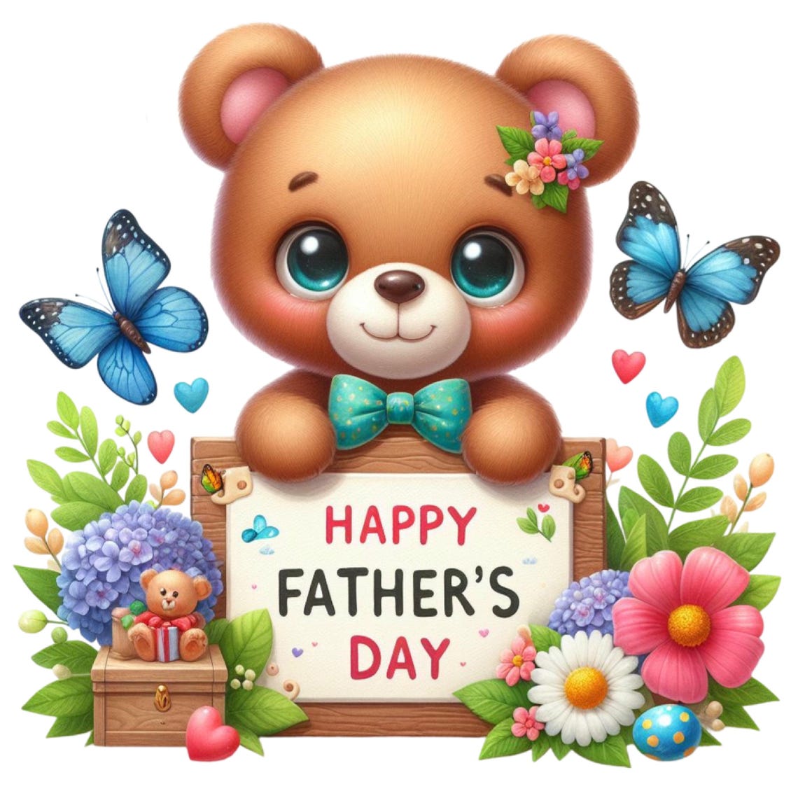 Father's Day Teddy Bear Clipart Bundle: Cute Dad PNG Images (digital ...