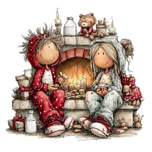Holiday Kids Clipart – Festive Christmas Children PNG Set (instant ...