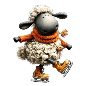 Quirky Winter Sheep Clipart – Funny Cozy Farm Animal PNG Bundle ...
