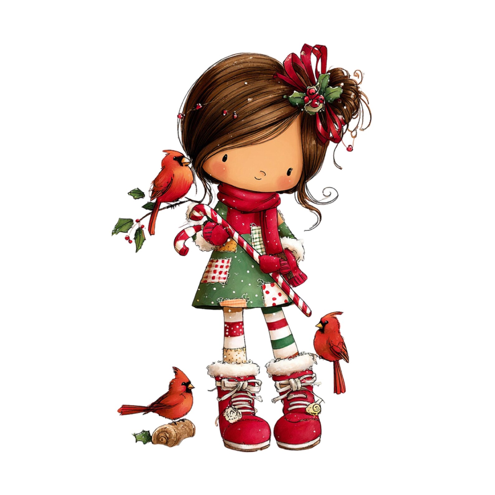 Whimsical Christmas Girl Clipart – Cute Holiday Character PNG Bundle ...