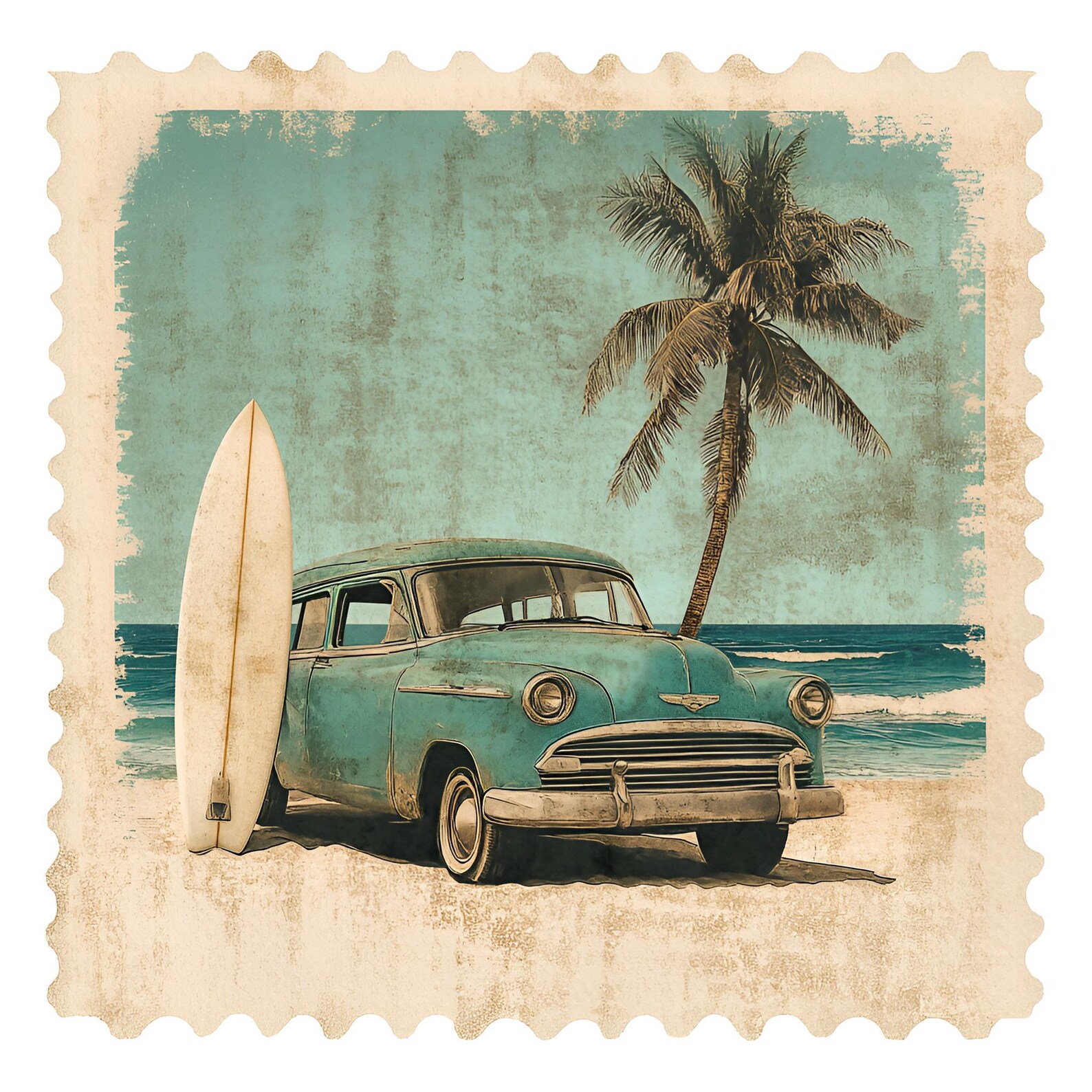 Retro Summer Postage Clipart: Vintage Travel Stamp PNG Images (digital ...