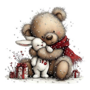 Whimsical Winter Teddy Bear Clipart Set: Snowy Holiday Bundle 47 PNG - Etsy