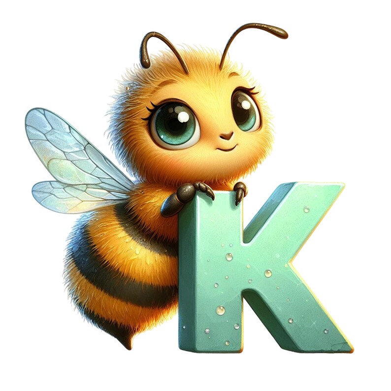 Bee Alphabet Letters & Numbers Clipart: Cute Honey PNG Images (digital ...