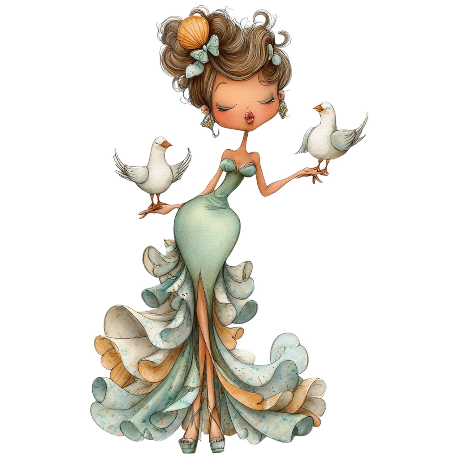 Whimsical Lady Clipart Set: Character Illustration Bundle 34 PNG - Etsy