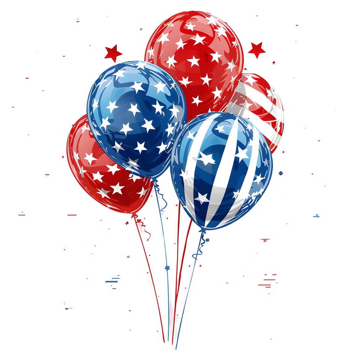 12 PNG 4th of July Balloons Clipart Images,watercolor Clipart ...