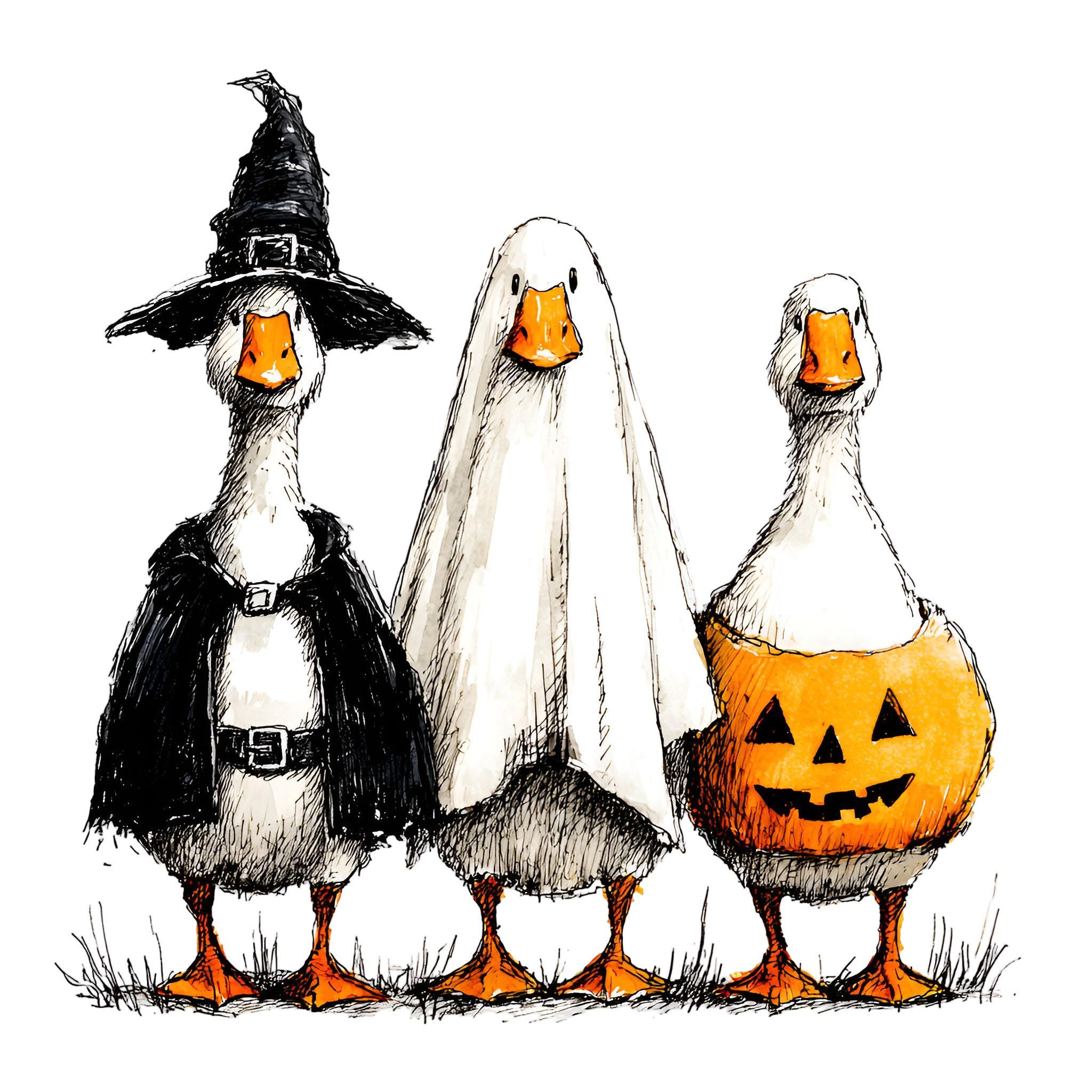 Halloween Animals Clipart Bundle: Spooky Goose, Cow, Rooster, Horse ...