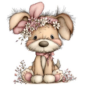 Whimsical Easter Dogs Clipart Set: Spring Character Illustration Bundle ...
