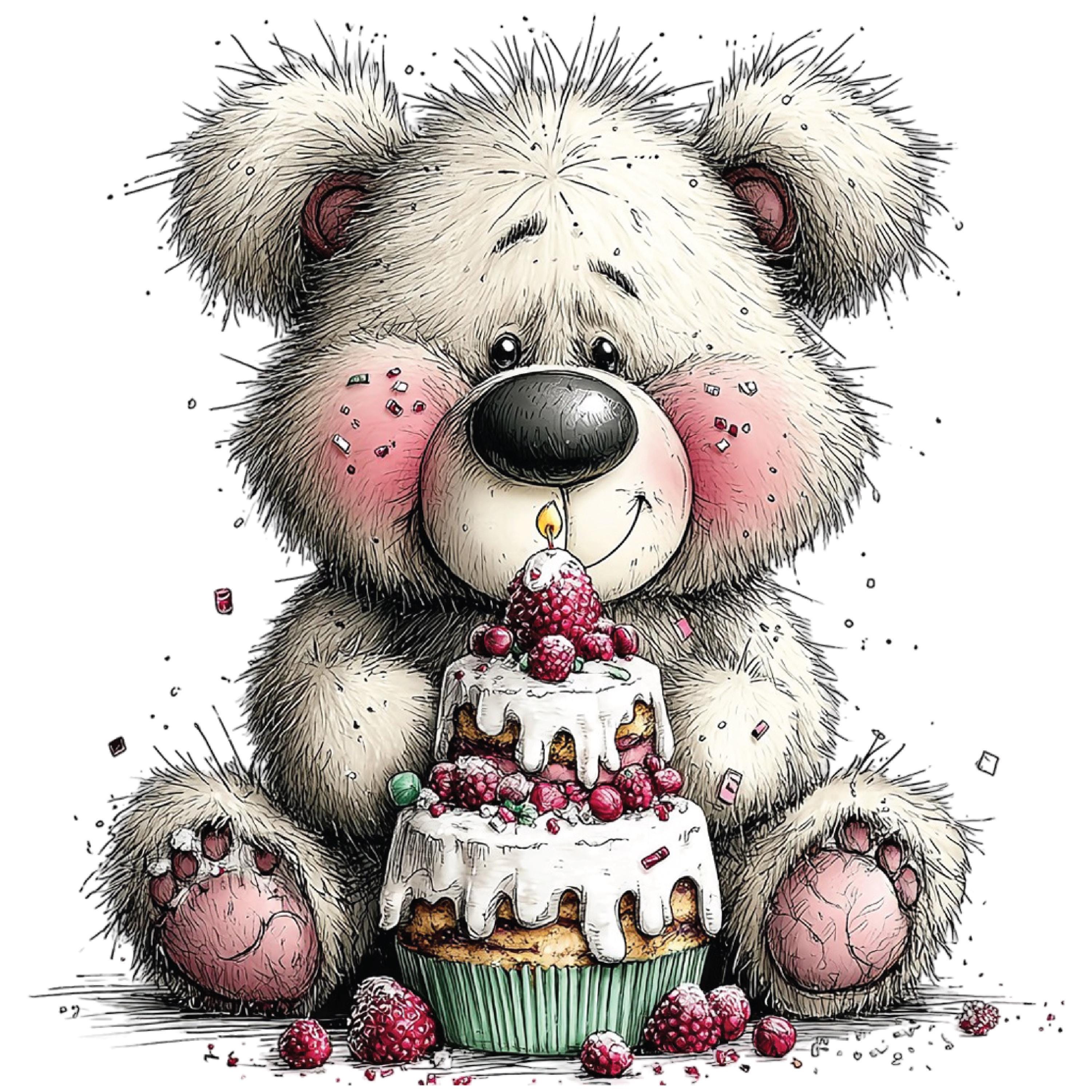 Birthday Teddy Bear Clipart Bundle | Party Illustration Set 38 PNG - Etsy