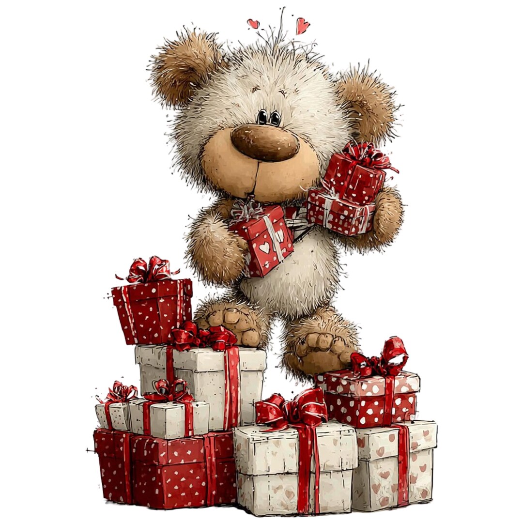 Teddy Bear Valentine's Day Clipart: Love Graphics Digital Download 37 ...
